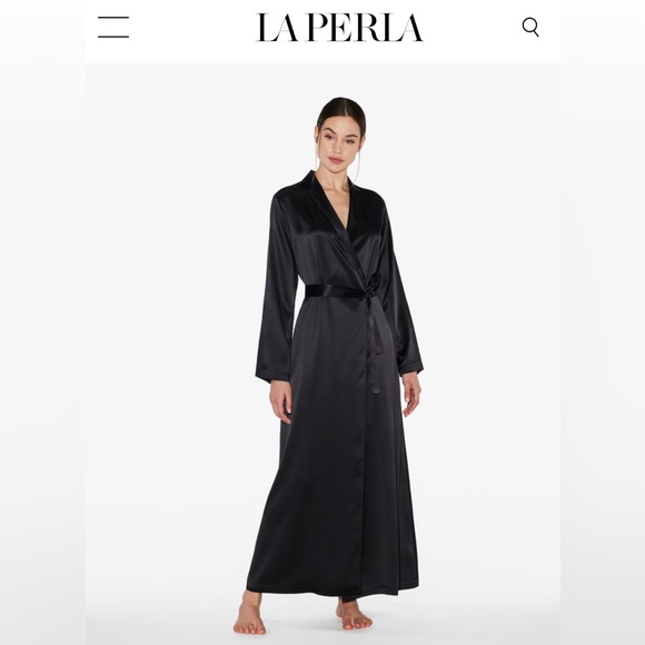 La Perla | Intimates & Sleepwear | La Perla Black Silk Long Robe | Poshmark